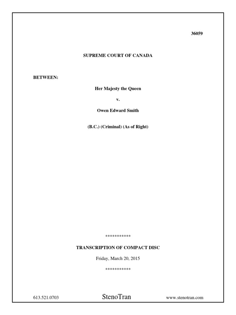 R.v.Smith Supreme Court of Canada Transcripts | PDF | Cannabis (Drug ...