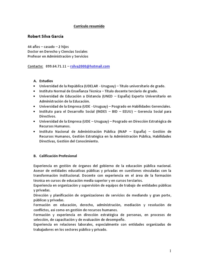 Curriculum - Robert Silva Abril 2015 | PDF | Uruguay | Recursos humanos