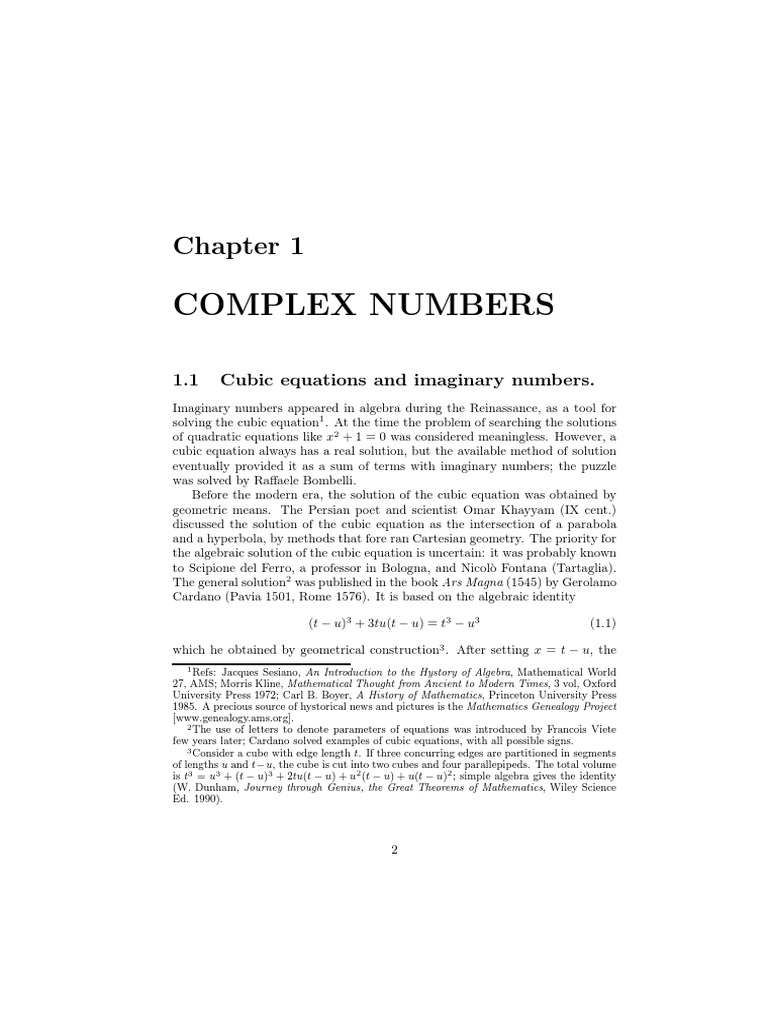 Complex Numbers: 1.1 Cubic Equations and Imaginary Numbers | PDF ...