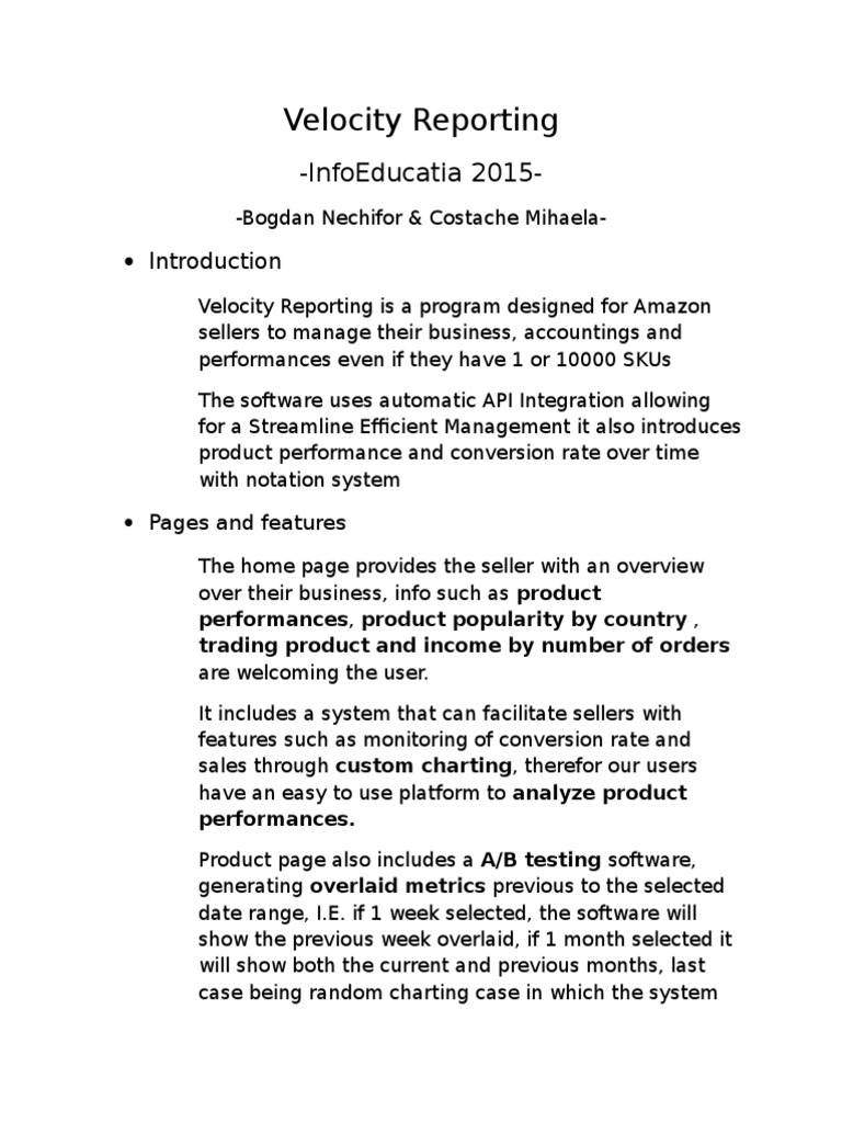 Velocity Reporting: - Infoeducatia 2015 | PDF | Software | Information ...