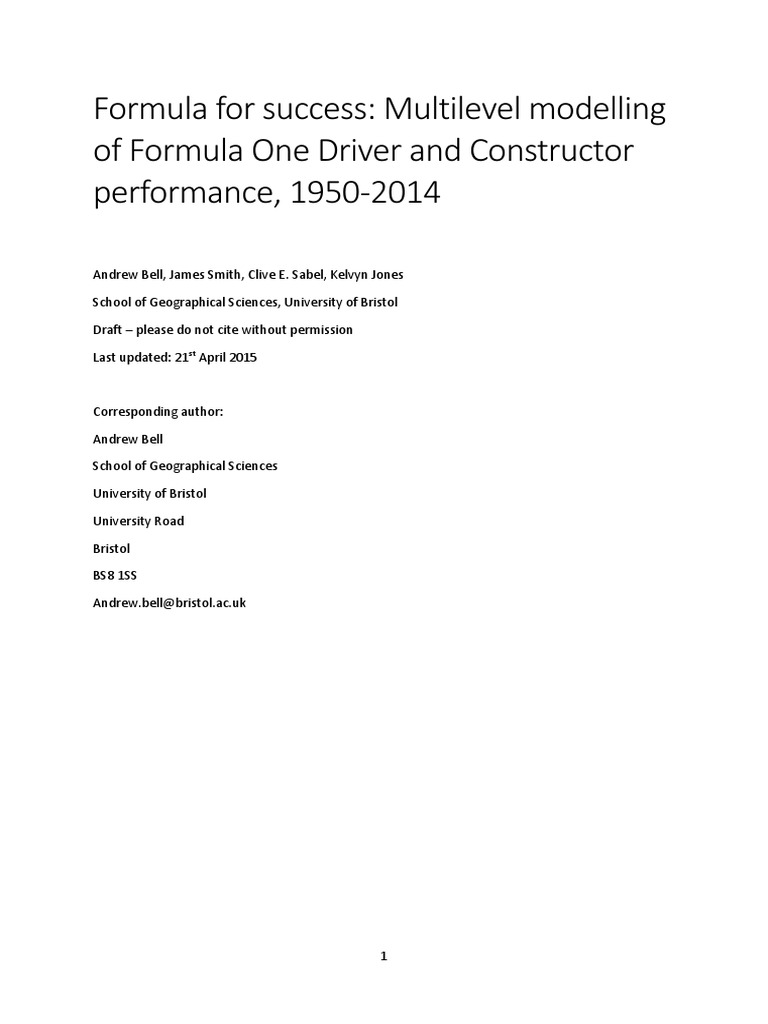 F1 Paper PDF | PDF | Formula One | Errors And Residuals
