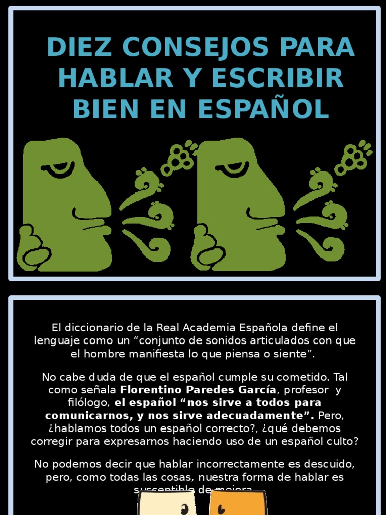 Diez Consejos Para Hablar y Escribir Bien | Lengua española | Verbo