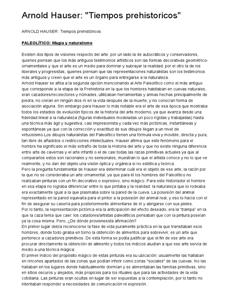 Arnold Hauser-Tiempos Prehistoricos - Edi | PDF | Pinturas | Neolítico