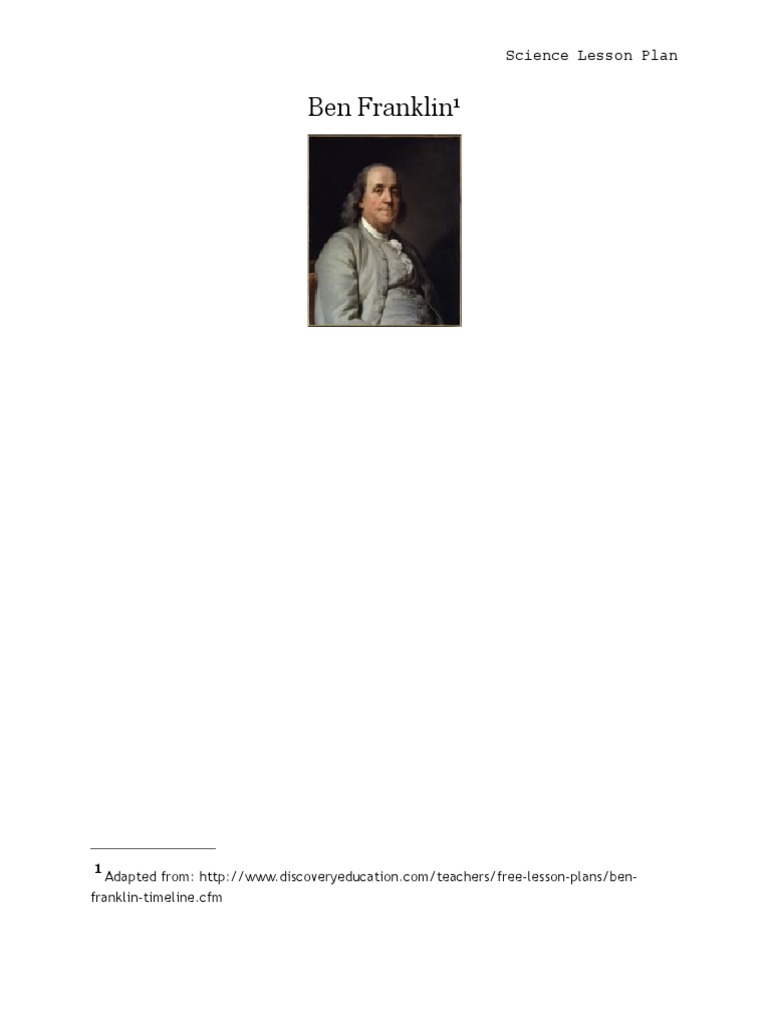 Ben Franklin: Science Lesson Plan | PDF