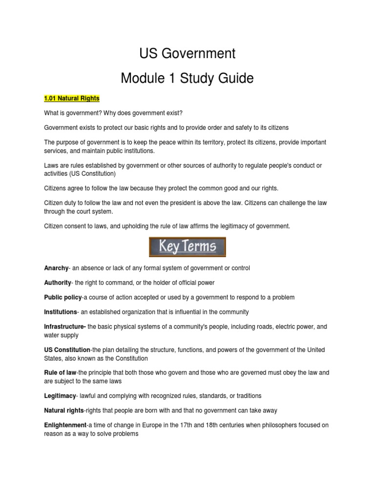 Us Govt Module 1 Study Guide | PDF | United States Nationality Law ...