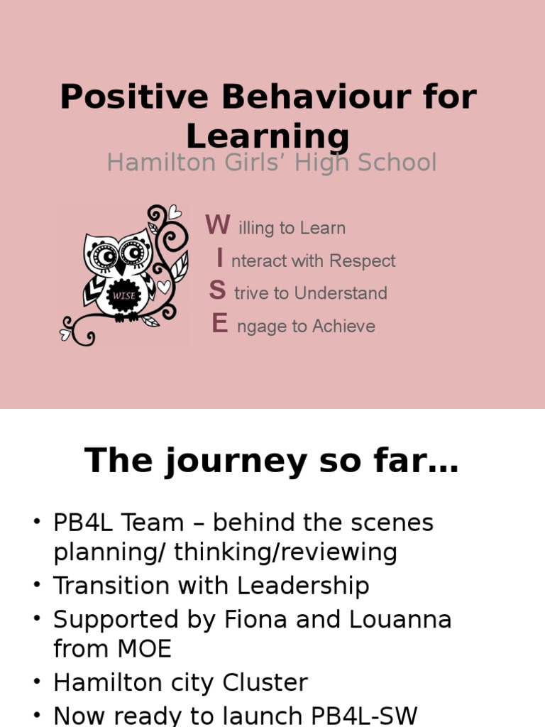 Launching PB4L at Hamilton Girls' High | PDF | Applied Psychology ...