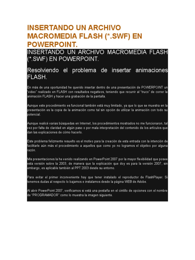 Abrir Archivos SWF en Power Point | PDF | Microsoft PowerPoint | Adobe ...
