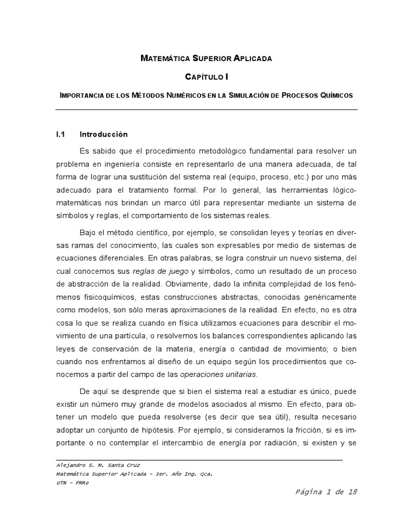 Importancia de Los Metodos Numericos en La Simulación de Procesos Quimicos | PDF | Análisis ...