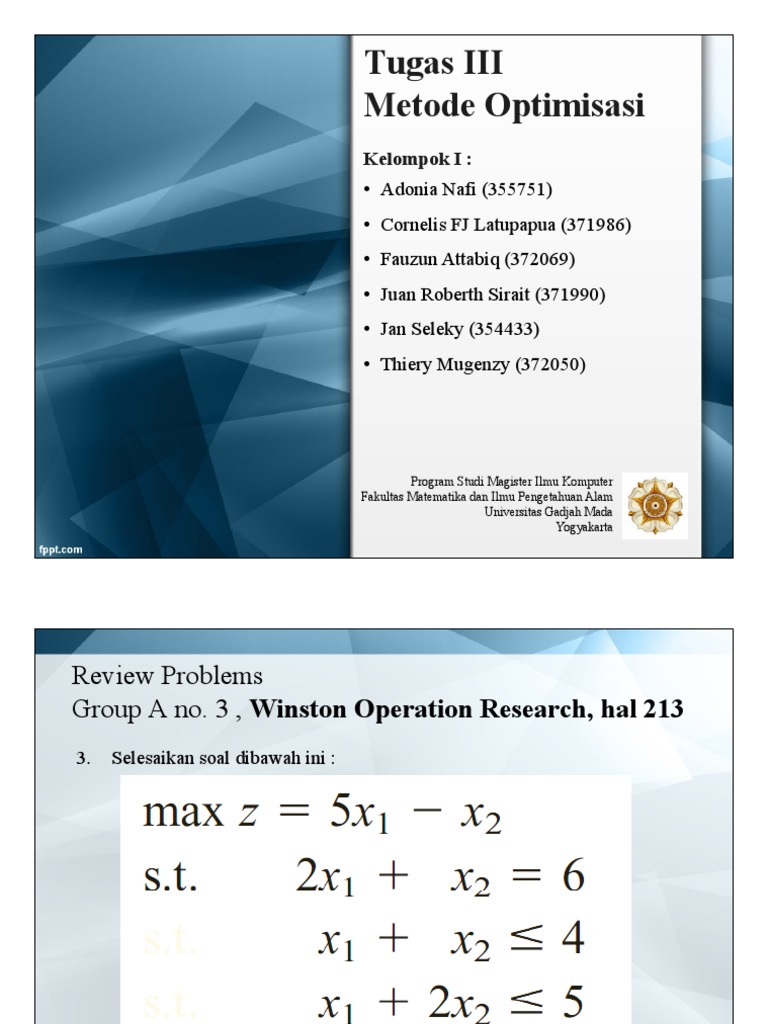 Penyelesaian Masalah Optimasi Dengan Metode Grafik | PDF