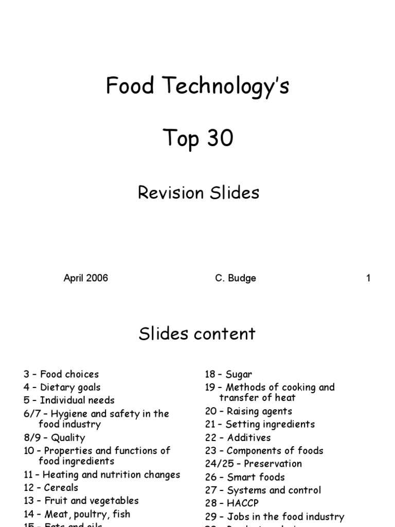 Food Technology | PDF | Food Preservation | Foods