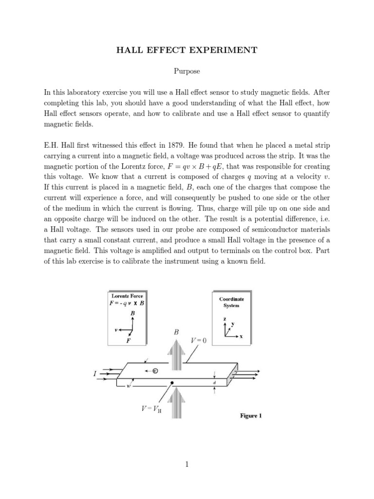 Hall Effect Experiment Guide - Measure Magnetic Fields | PDF | Electric ...