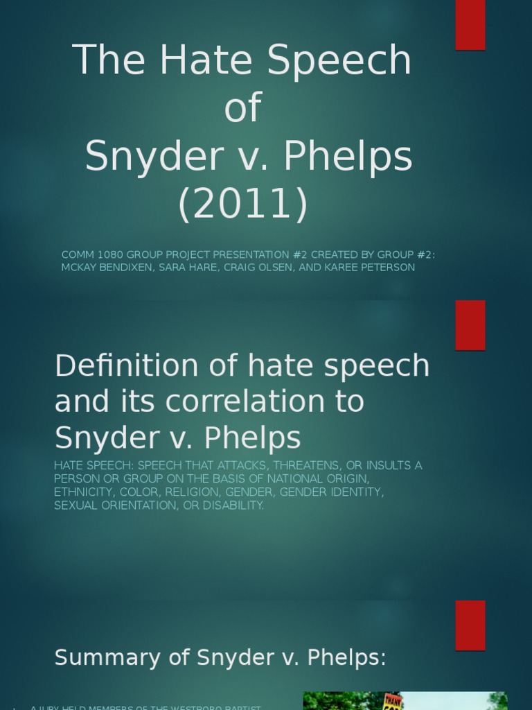 Hate Speech and Snyder v. Phelps | PDF | Lgbt | LGBTQIA+ Studies