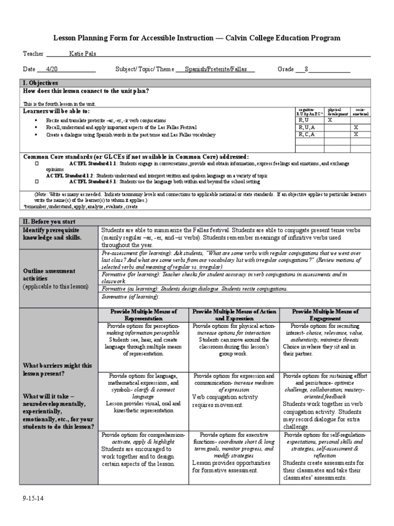 Fallas Lesson 4 Final | PDF | Educational Assessment | Teaching