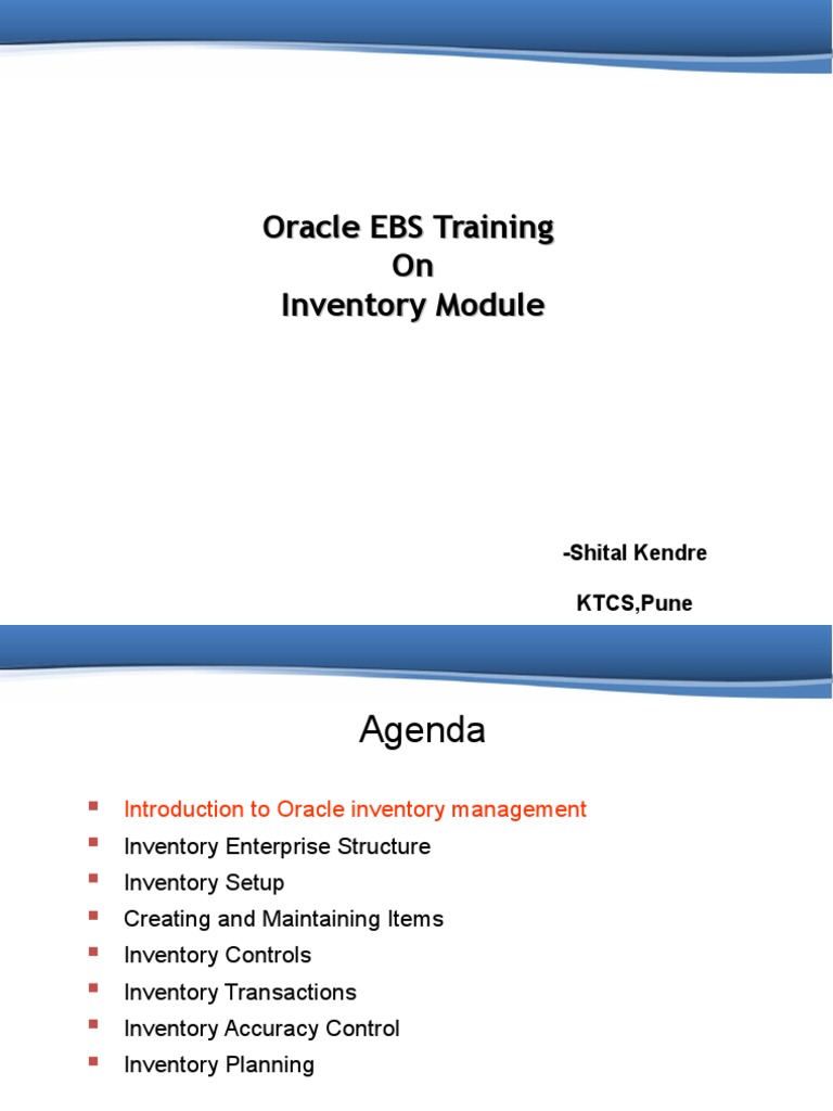 Oracle EBS Inventory Management Overview | PDF | Inventory | Receipt