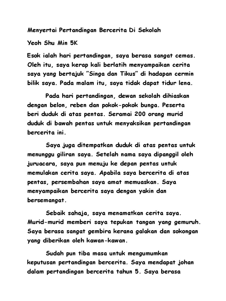 Menyertai Pertandingan Bercerita Di Sekolah PDF | PDF