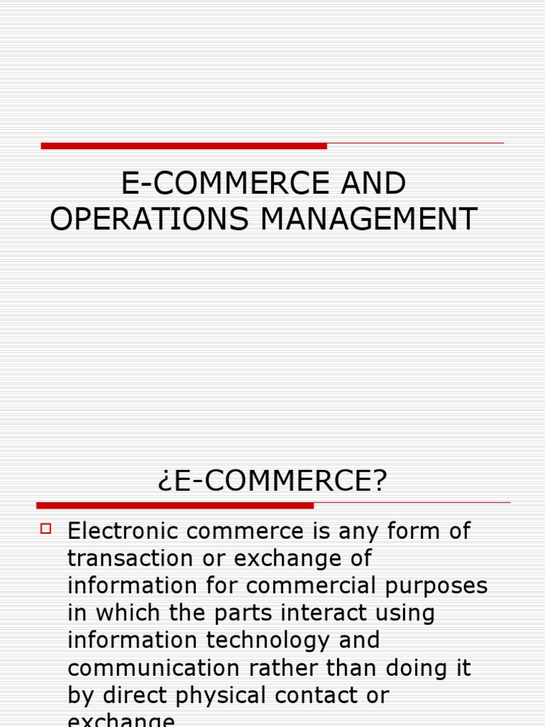 E-Commerce Operations Management Overview | PDF | E Commerce ...