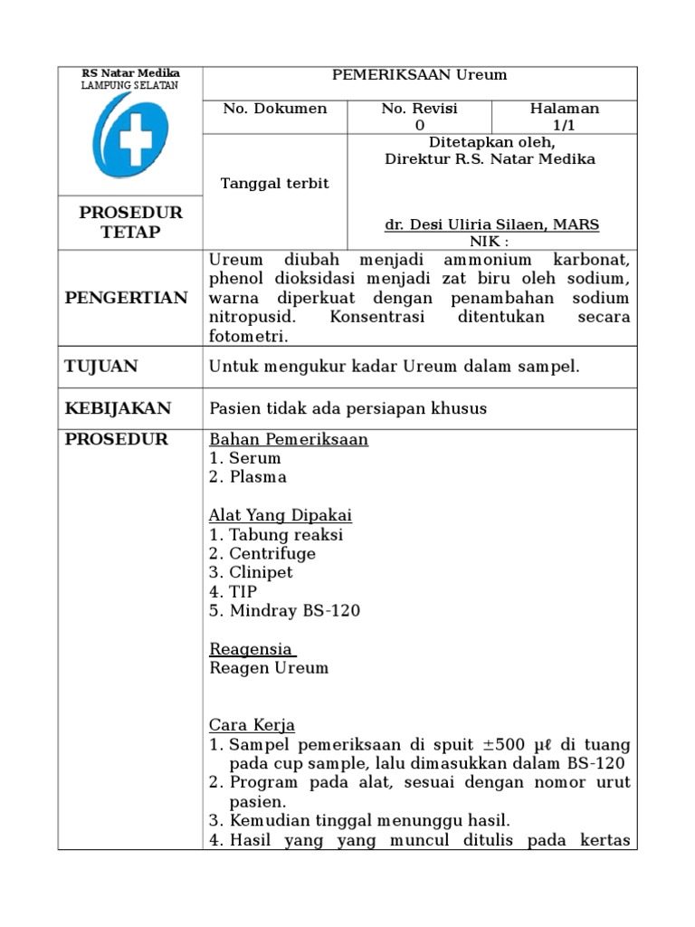PEMERIKSAAN Ureum | PDF
