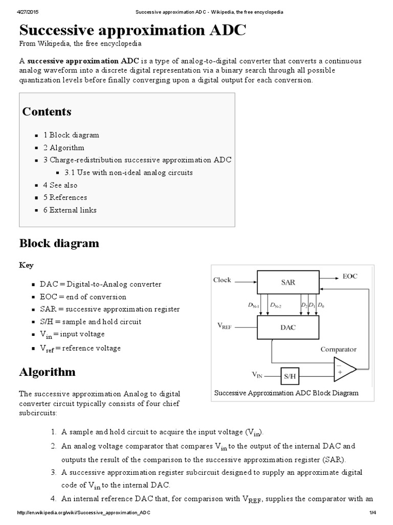 Successive Approximation ADC - Wikipedia, The Free Encyclopedia | PDF ...