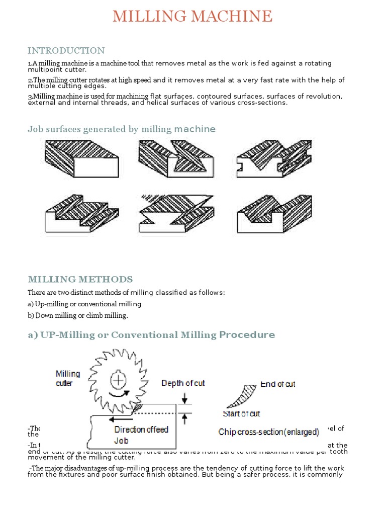 Milling Machine Overview and Techniques | PDF | Production And ...