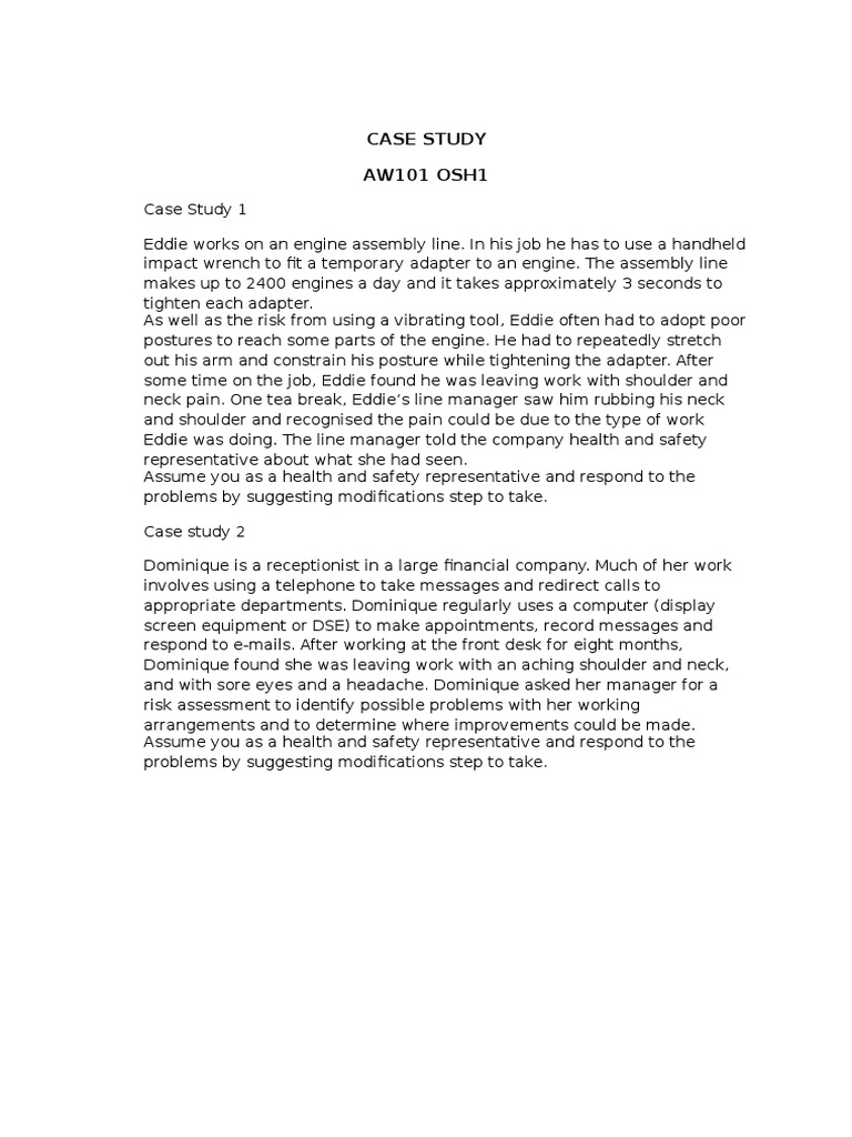 Case Study Aw101 Osha | PDF | Occupational Safety And Health ...