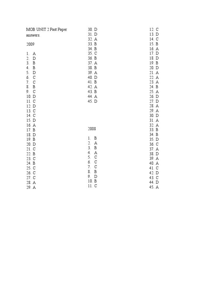 MOB UNIT 2 Past Paper Answer1 | PDF
