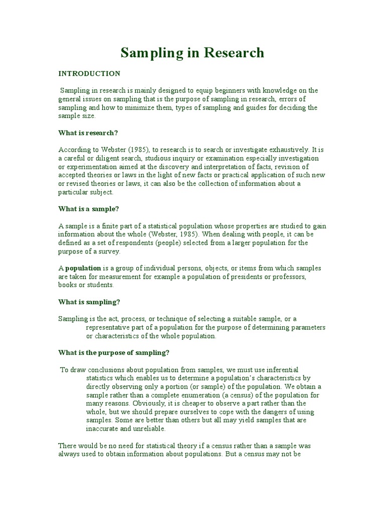 Sampling in Research | Download Free PDF | Sampling (Statistics ...