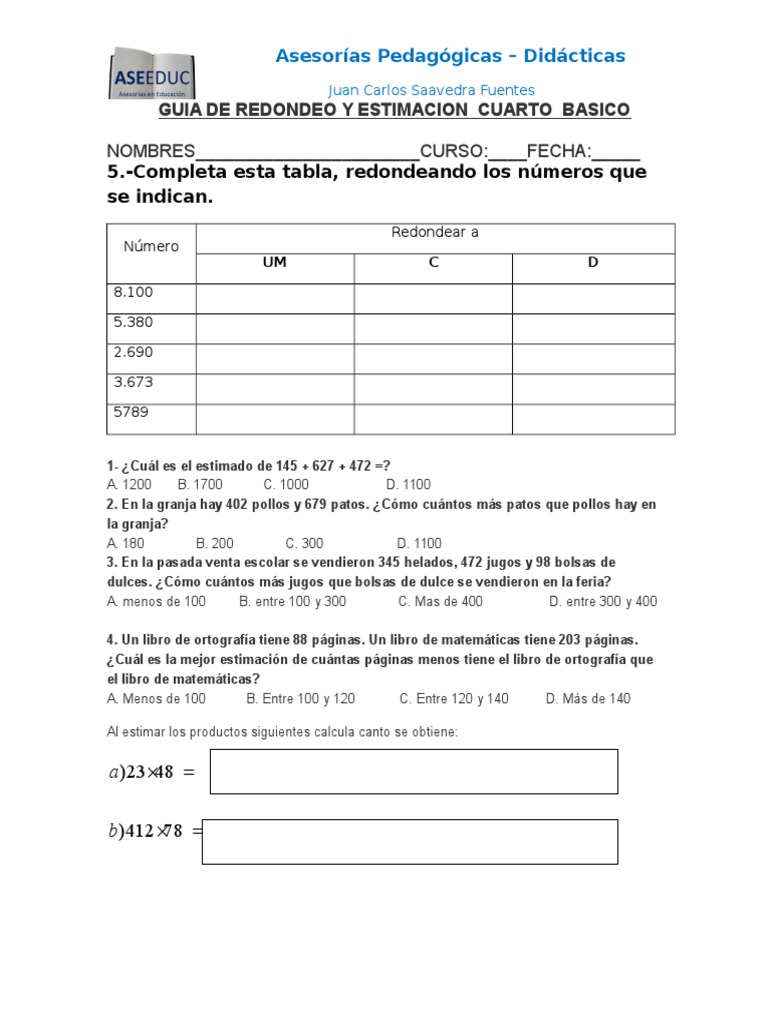 Redondeo y Estimación | PDF