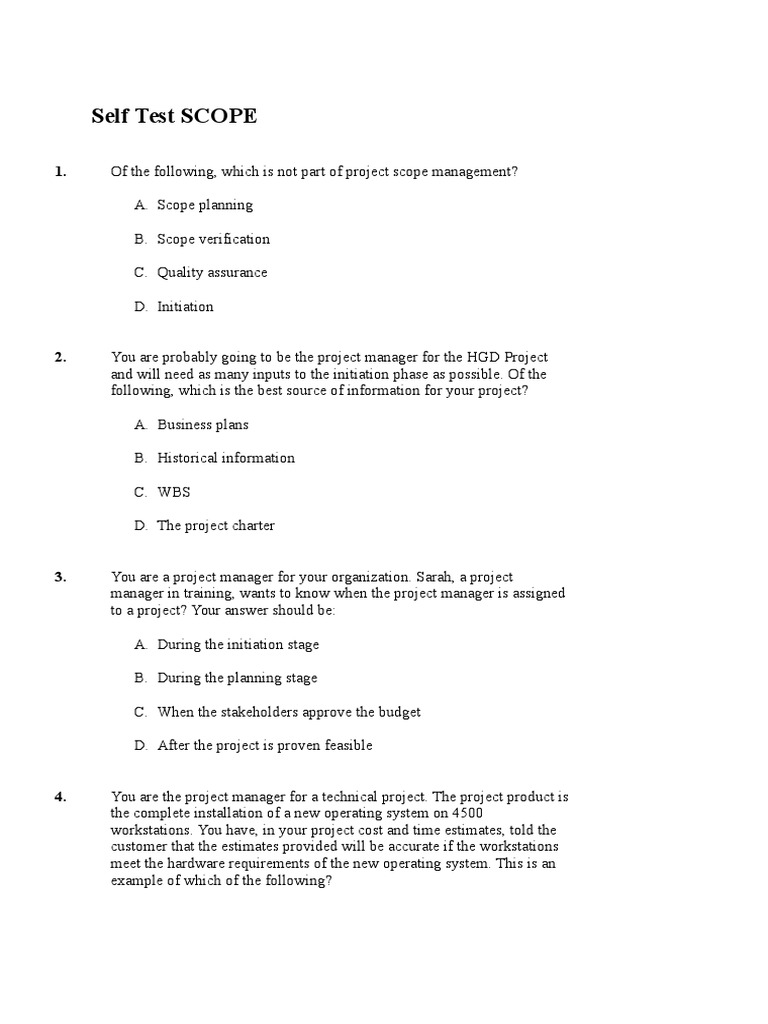 Self Test Scope | PDF | Project Management | Production And Manufacturing
