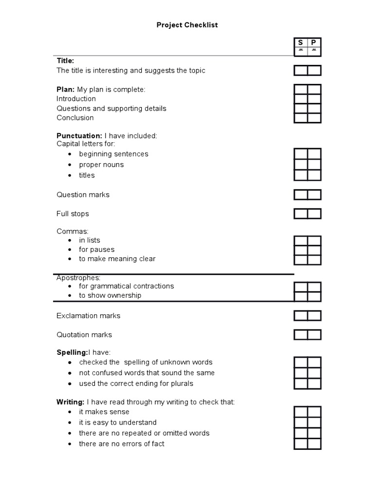 Proofreading and Editing Checklist | PDF | Language Arts & Discipline