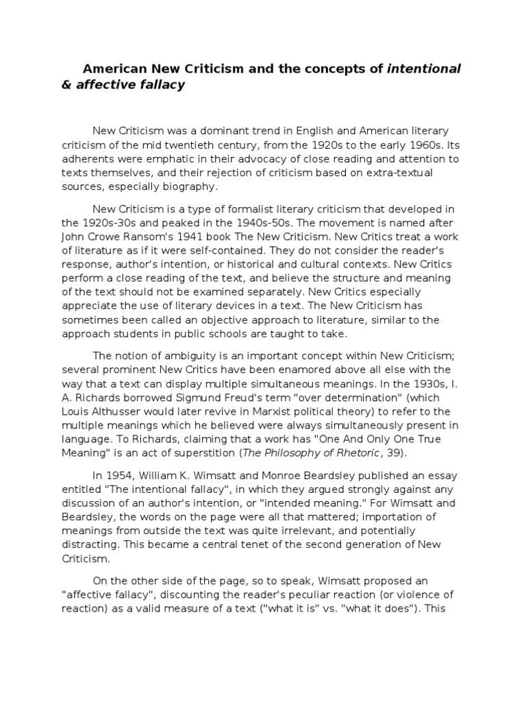 New Criticism | Philosophical Movements | Aesthetics