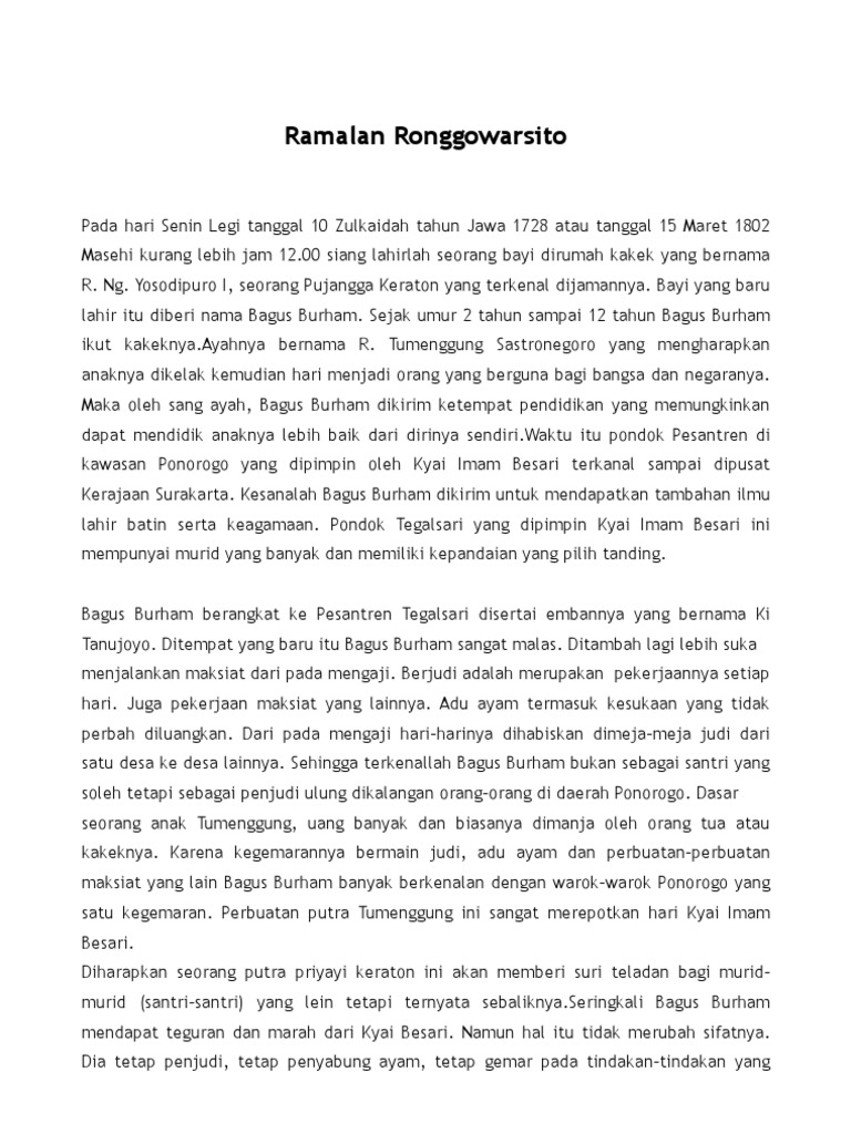 Ramalan Ronggowarsito | PDF