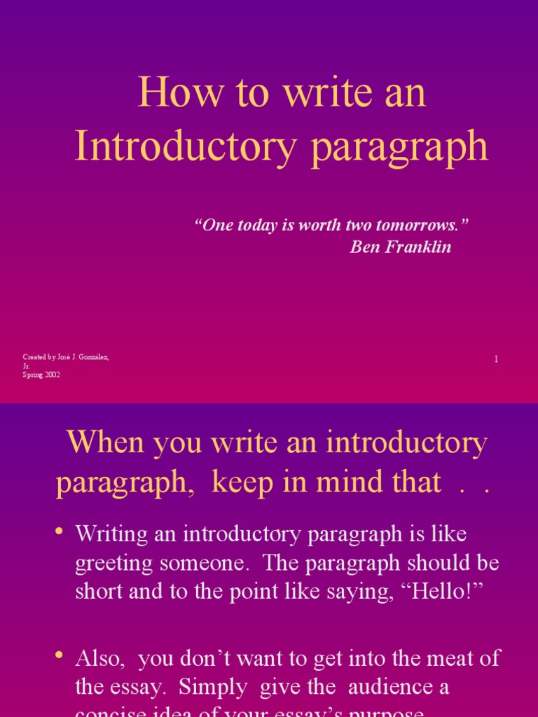 Introductory Paragraphs | PDF | Essays | Paragraph
