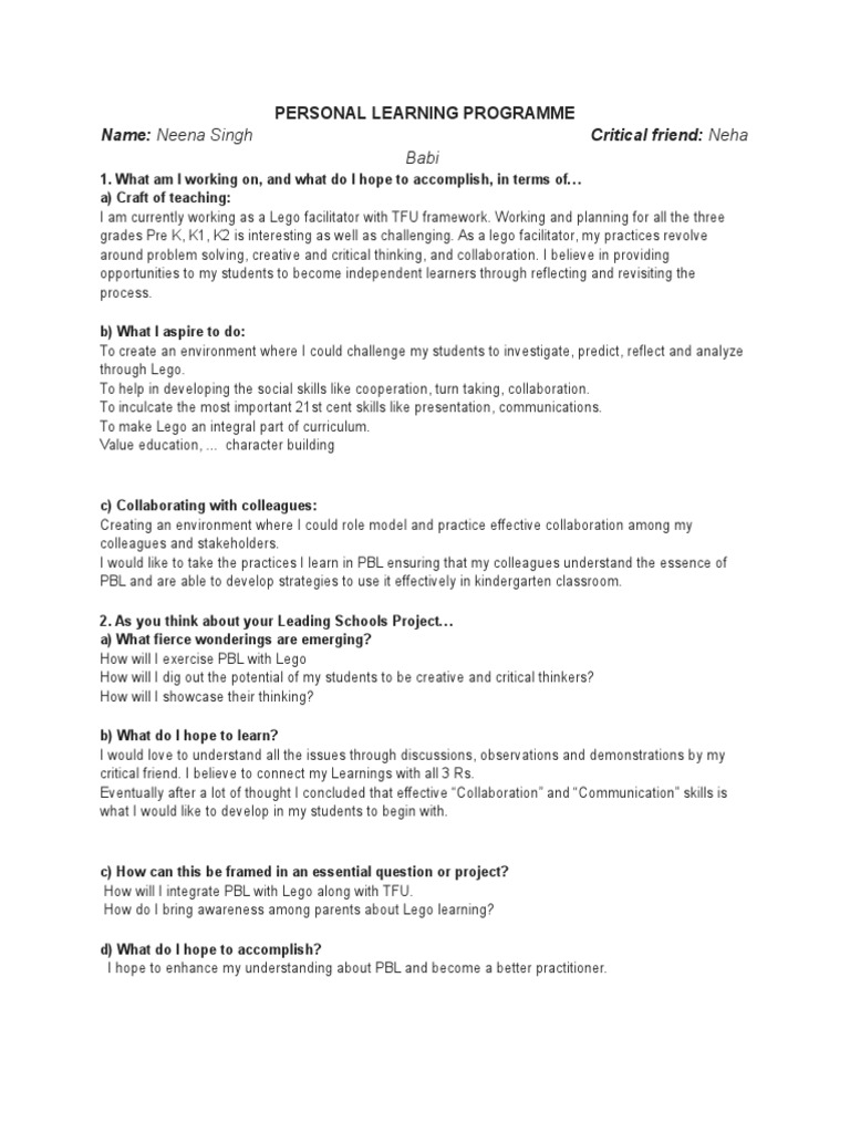 Enhancing Learning with Lego and PBL | PDF | Career & Growth