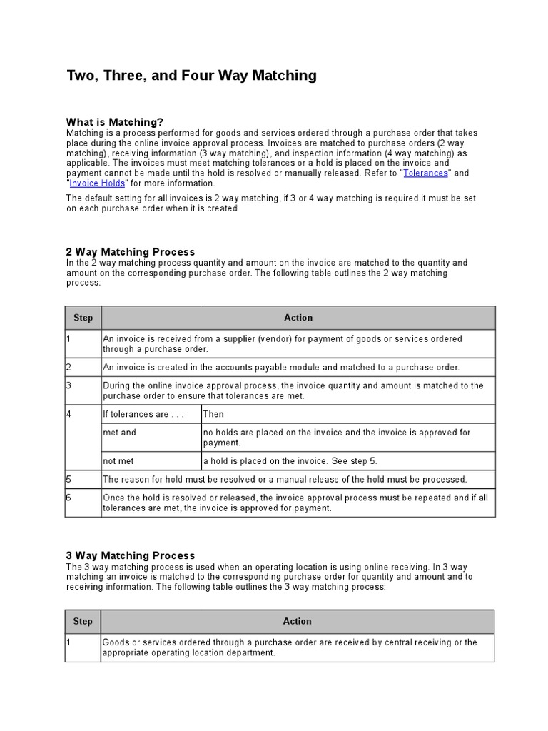 2 3 4 Way Matching | PDF | Accounts Payable | Invoice