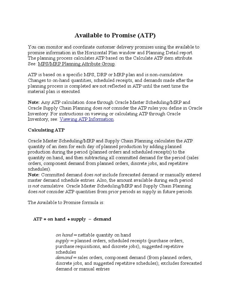 Available To Promise | PDF | Inventory | Supply Chain