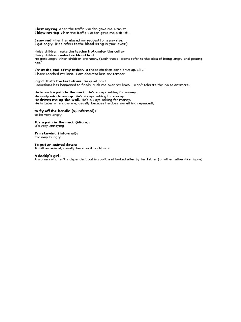 Understanding Anger Idioms | PDF | Art