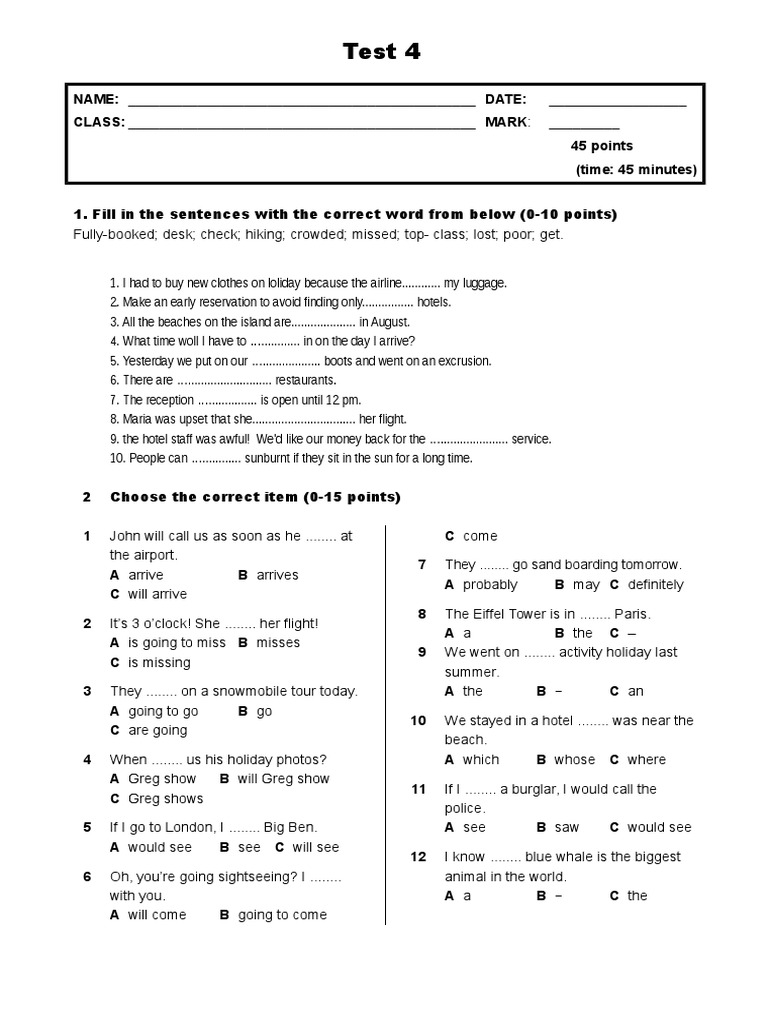 Prime Time Pre-Int POL Test 4 | PDF