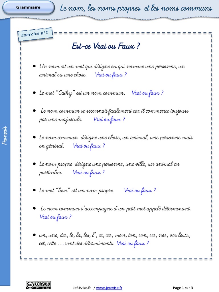Exercices Noms | PDF | Nom (grammaire) | Morphologie linguistique
