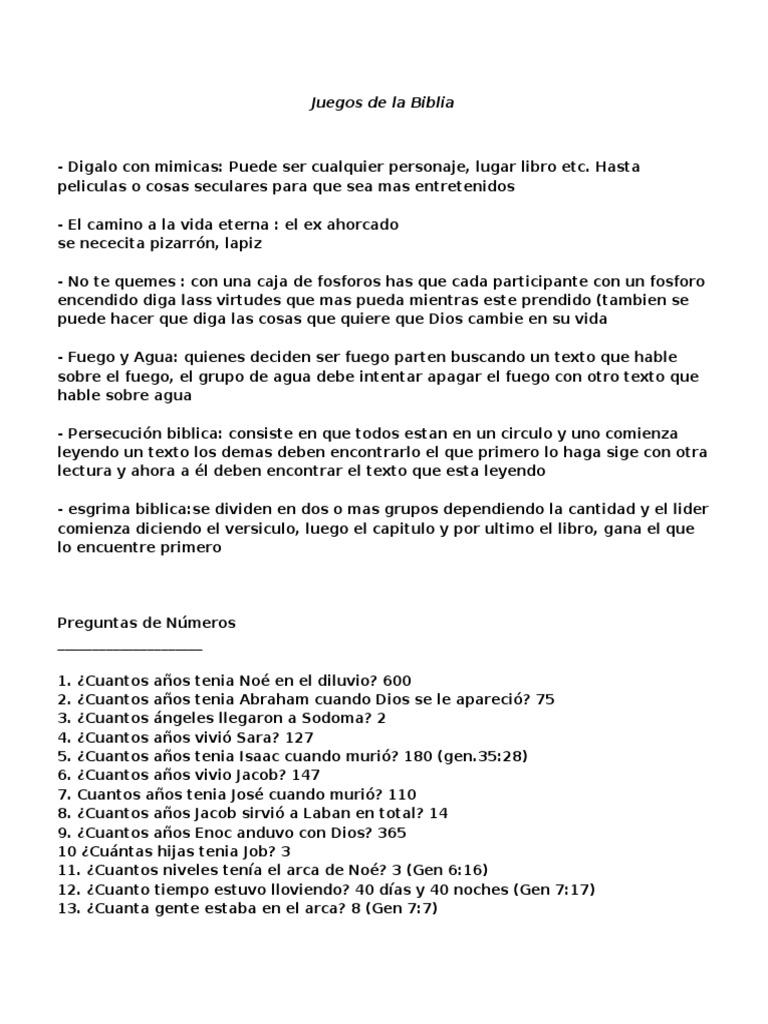 Juegos de La Biblia | PDF | Profeta | Eclesiastés