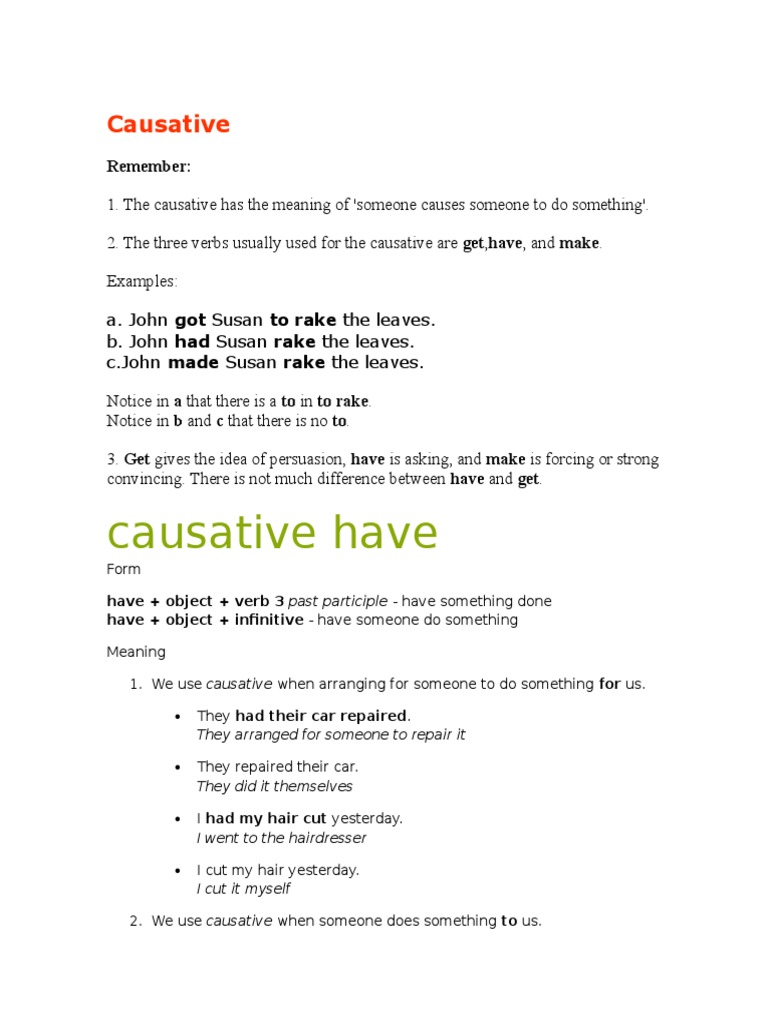Causative | PDF | Perfect (Grammar) | Verb