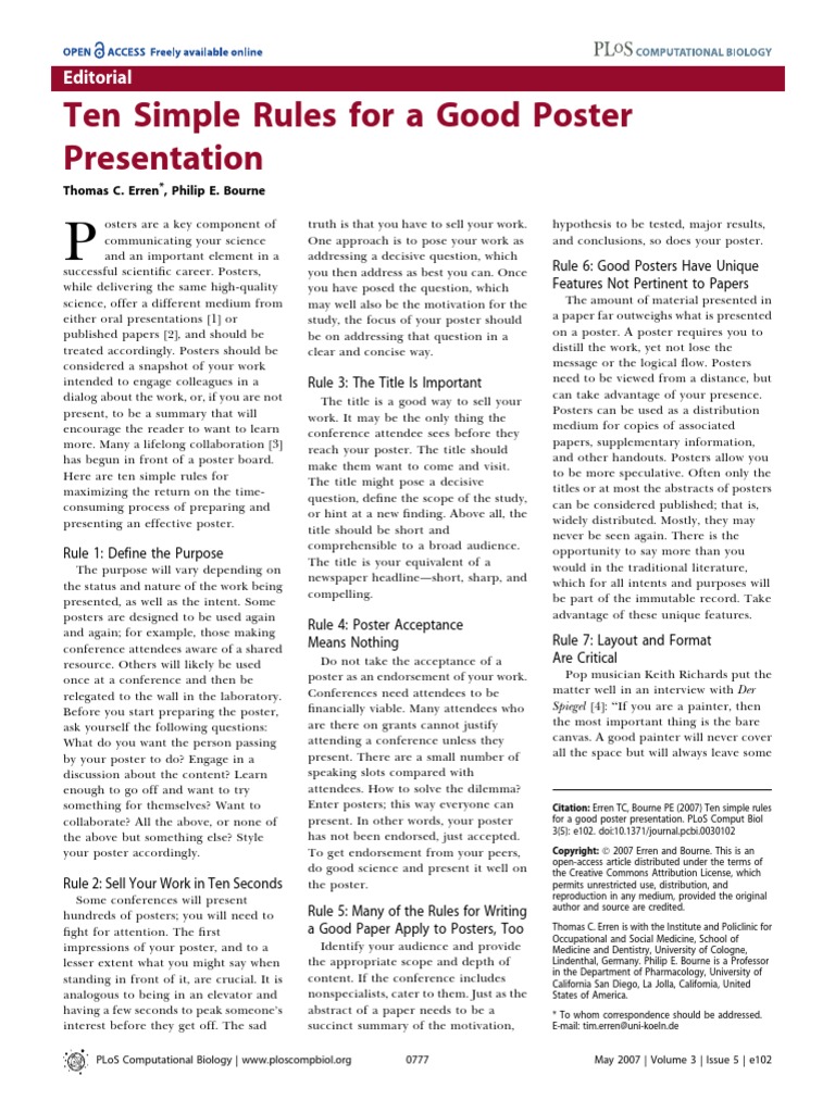 The Simple Rules For Good Poster Presentation | PDF | Abstract (Summary) | Poster