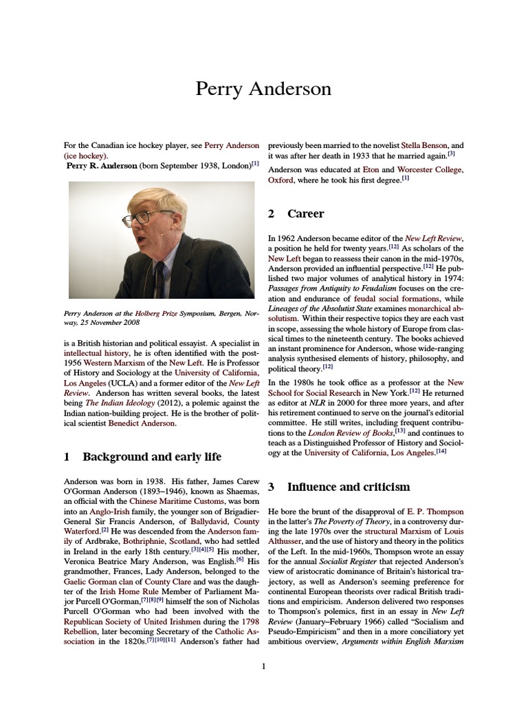 Perry Anderson | PDF | Sociological Theories | Philosophical Movements