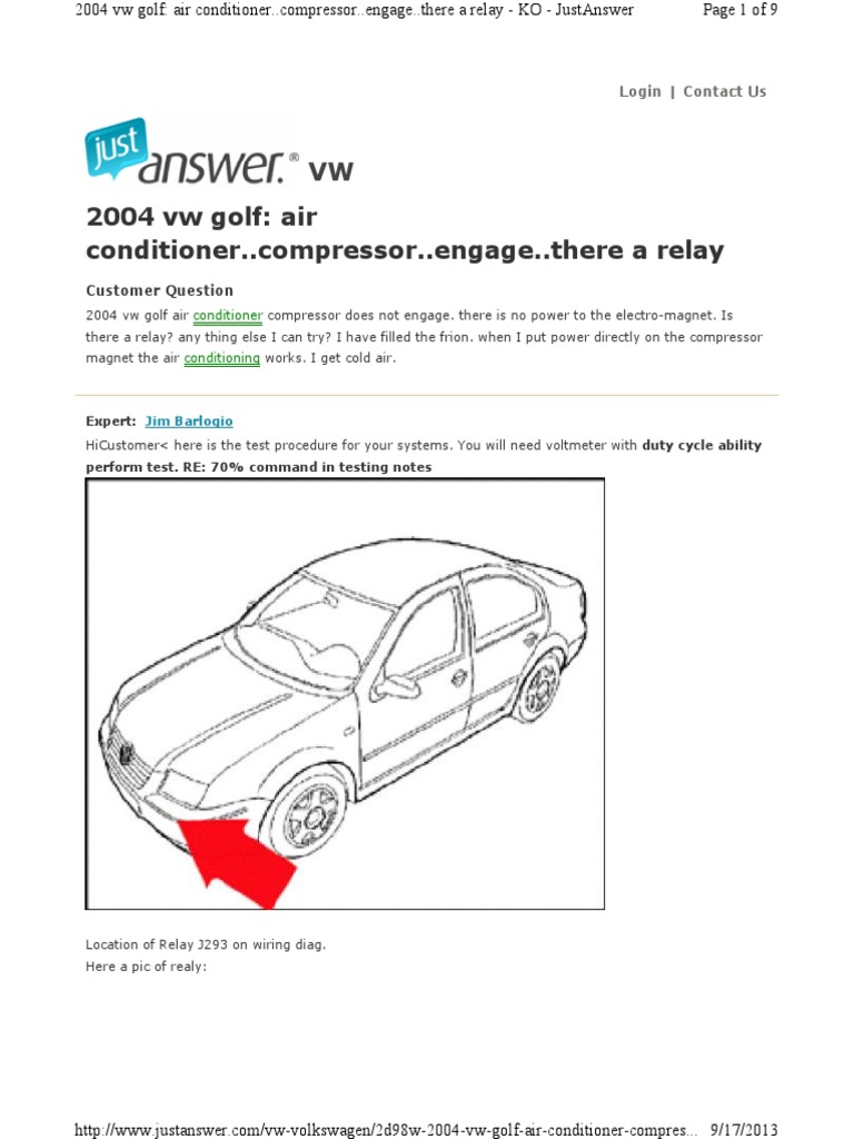 Vw Test Procedure No Compressor Pdf Air Conditioning Relay