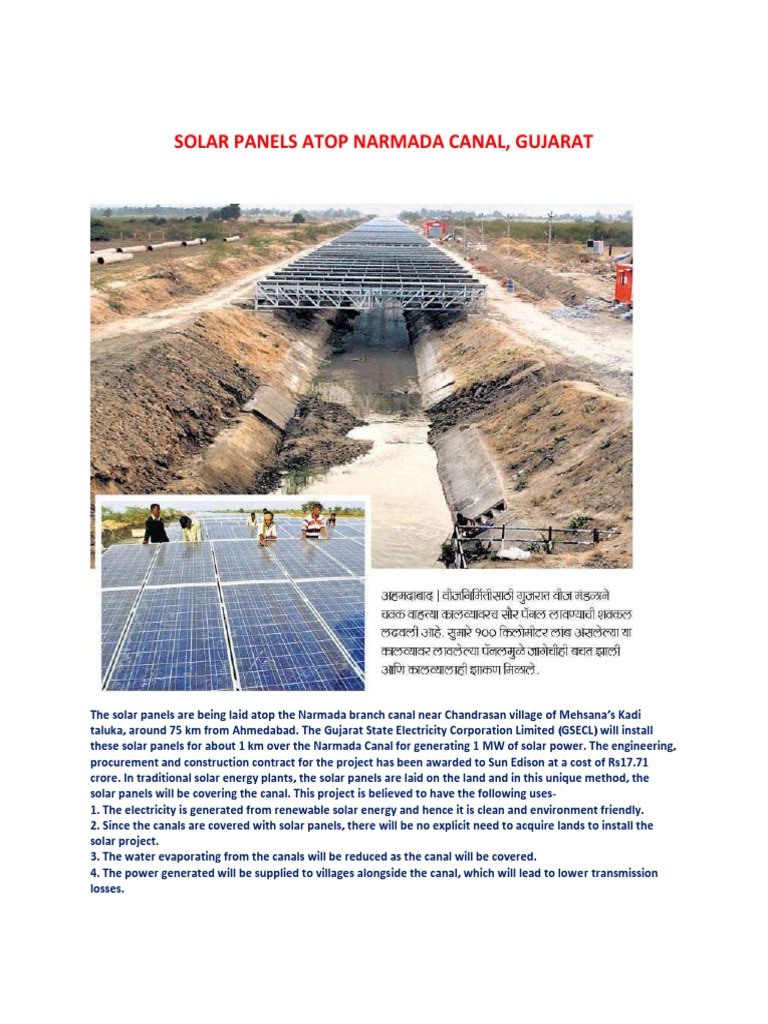Solar Panels Atop Narmada Canal | Gujarat | Solar Energy