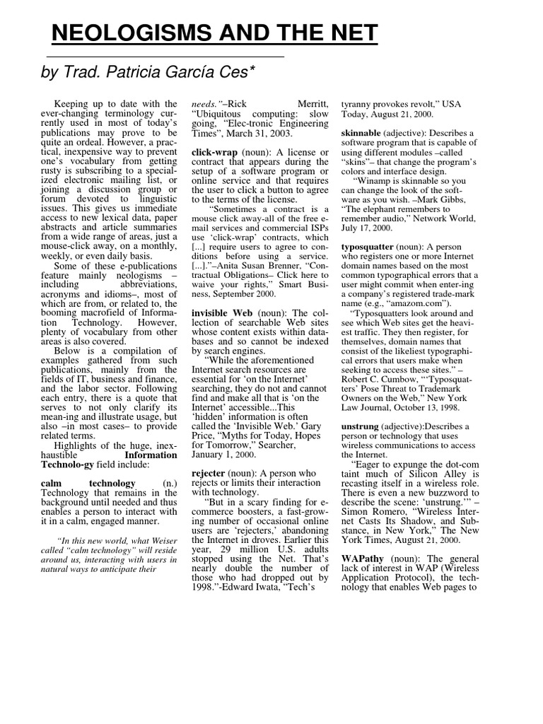 Neologisms and The Web | Download Free PDF | Internet | World Wide Web