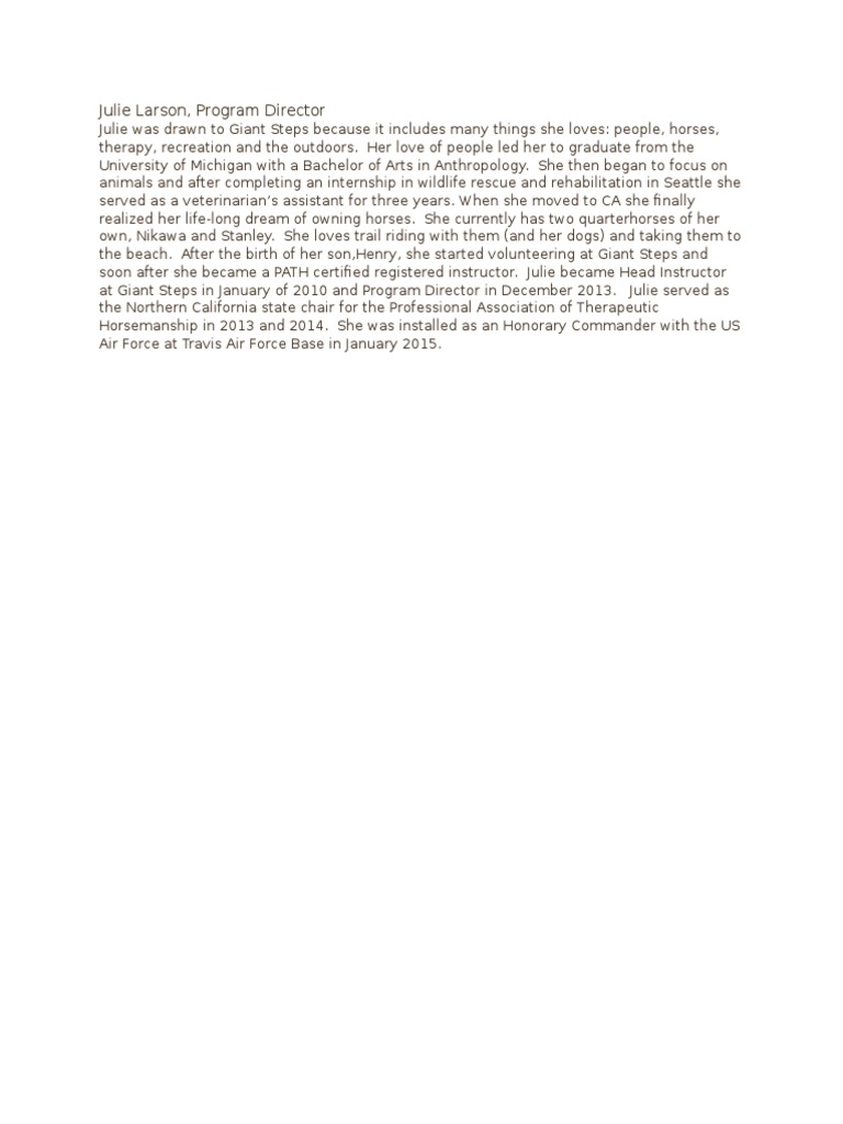 Julie Larson Bio | PDF