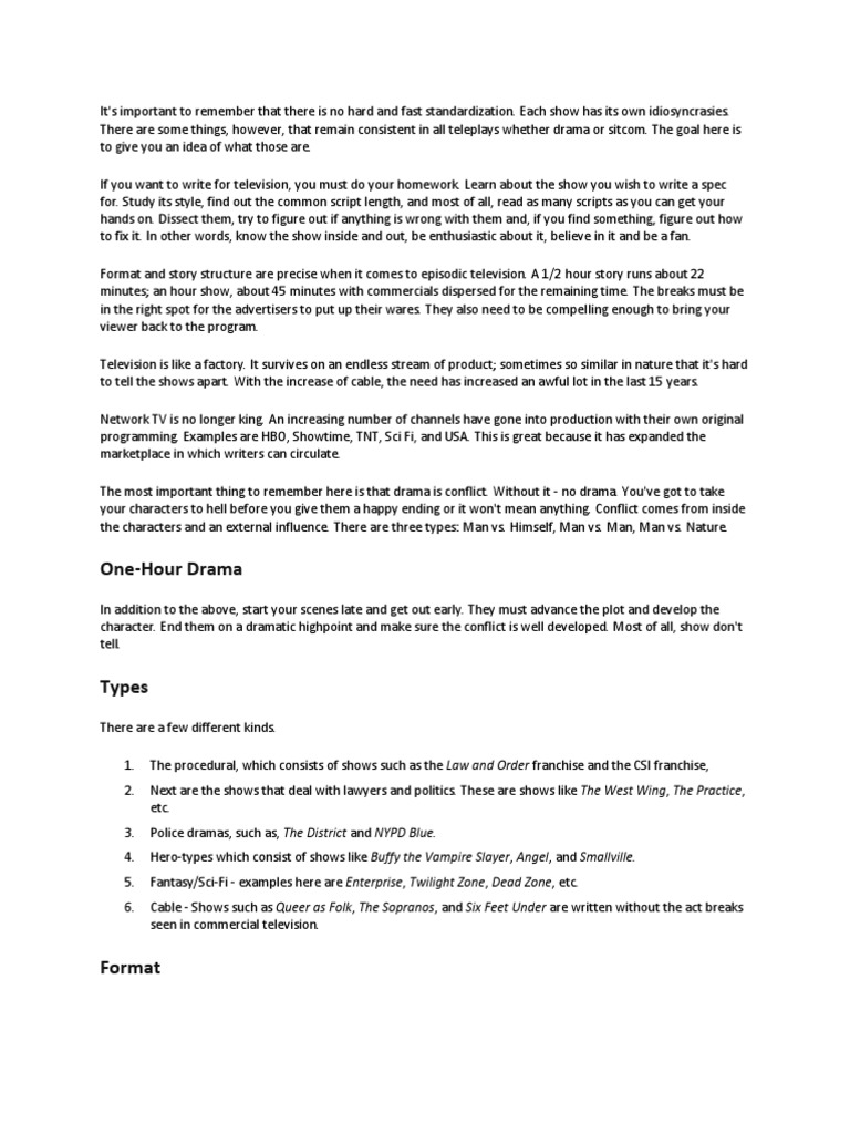 Television Script Format | Screenplay | Screenwriting