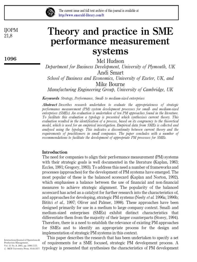 Theory and Practie in SME Performance Measurement Systems | PDF ...