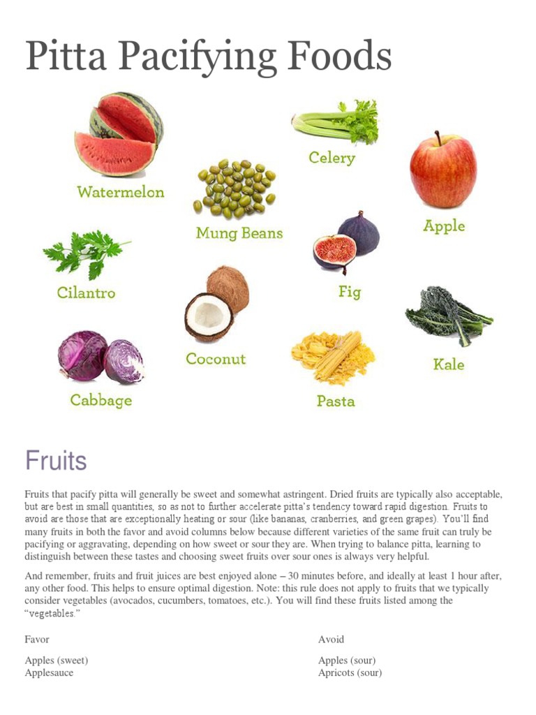 Pitta Pacifying Foods | PDF | Fruit | Spice