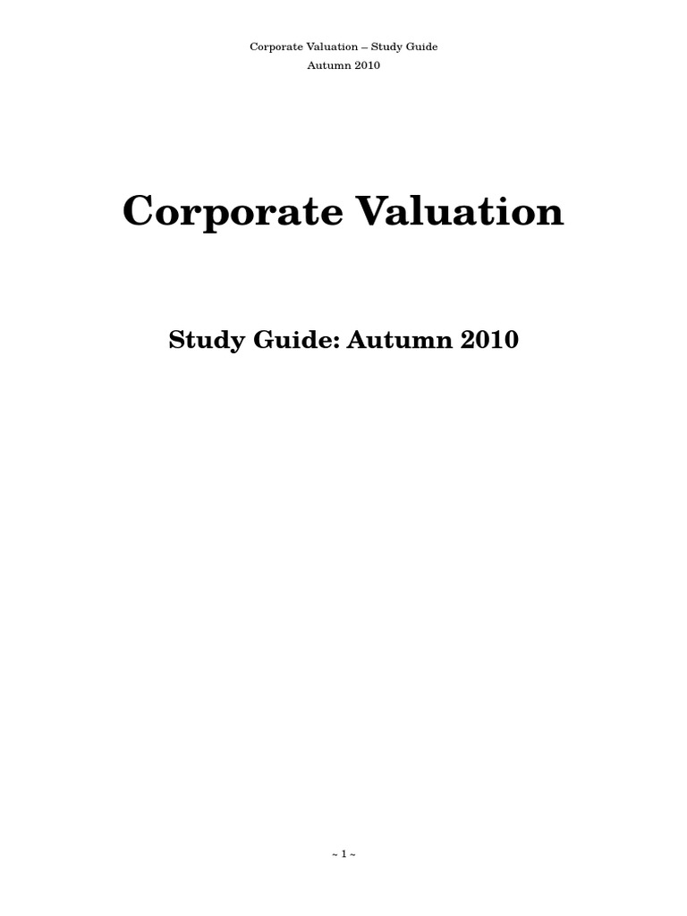 Corporate Valuation - Study Guide | PDF | Valuation (Finance ...